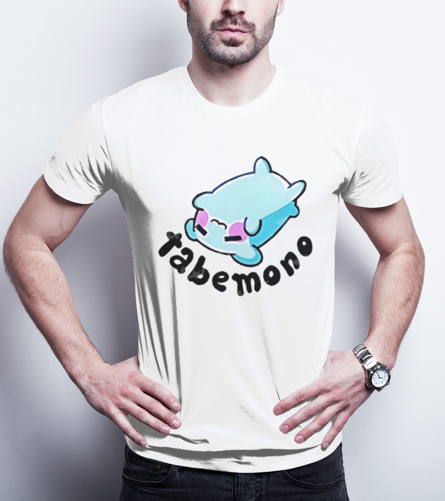 Tabemono Kawaii Anime Cute Blue Character With Blushing Cheeks T-Shirt