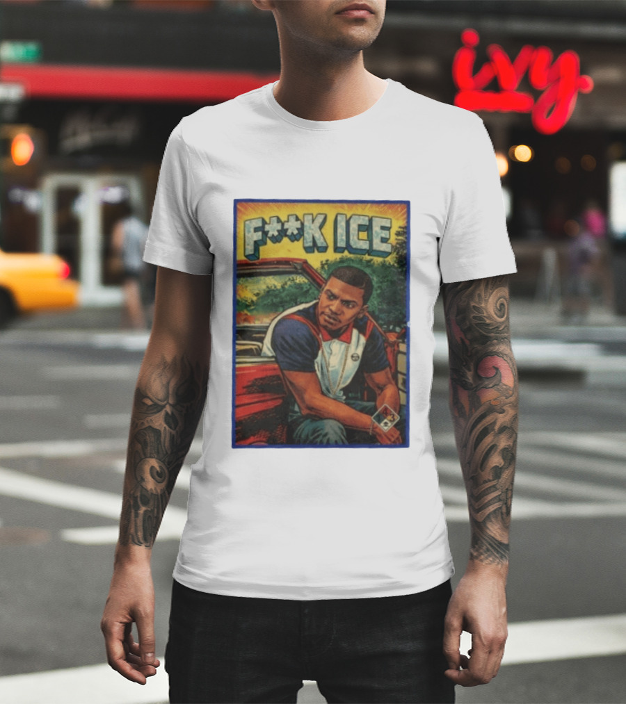 F**K ICE Tyler The Creator Style Graphic With Car And Cards T-Shirt