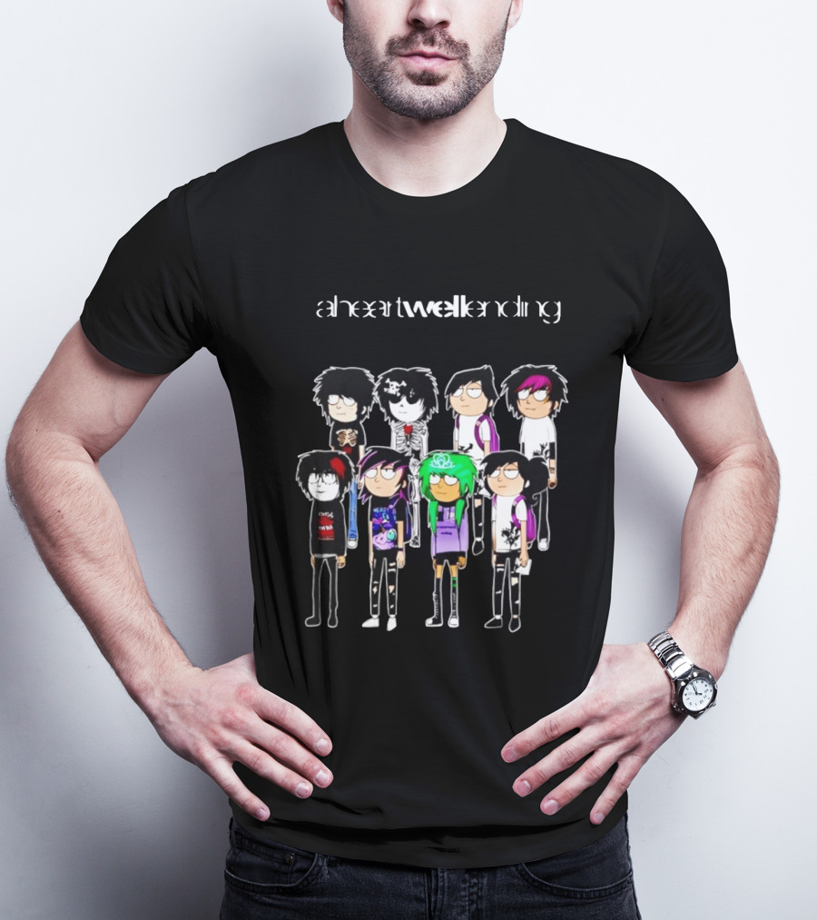 A Heart Well Ending Emo Cartoon Characters With Unique Hairstyles T-Shirt