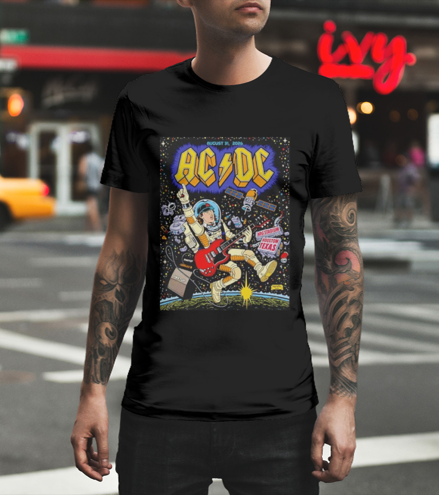 AC DC August 31 2026 NRG Stadium Houston Texas Space Astronaut Concert T-Shirt