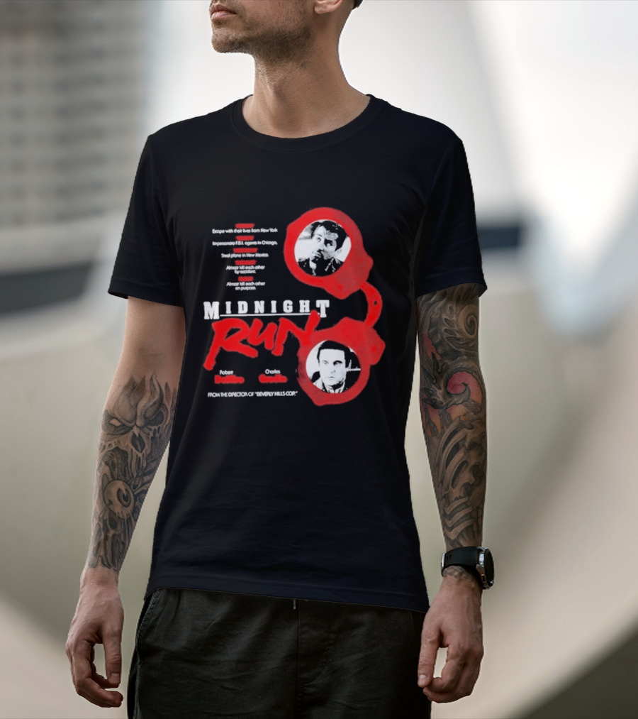 Robert De Niro Charles Grodin Midnight Run Handcuffs Movie T-Shirt
