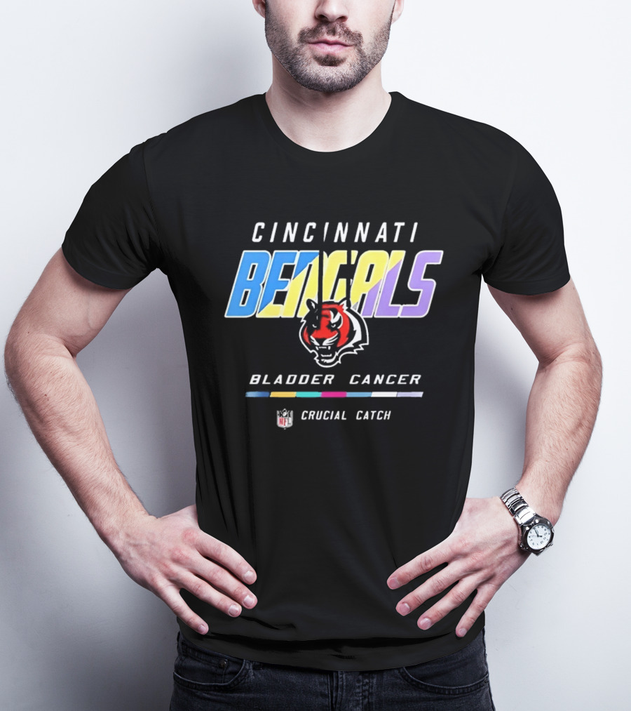 Cincinnati Bengals Bladder Cancer Crucial Catch Awareness NFL T-Shirt