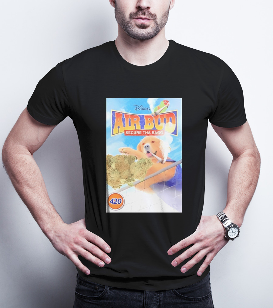 Disney Air Bud Secure Tha Bagg 420 Meme Basketball Dog Smoking T-Shirt