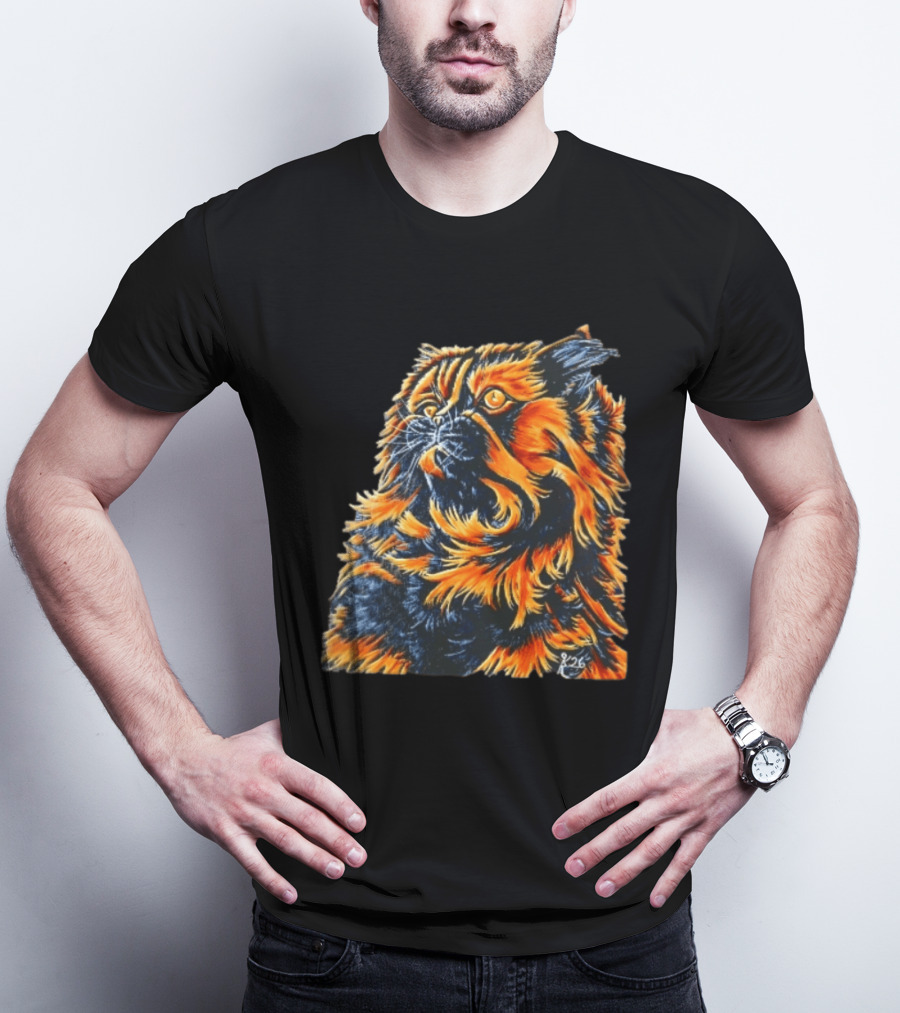 Fluffy Orange Black Tortoiseshell Persian Cat Painting 8/26 T-Shirt