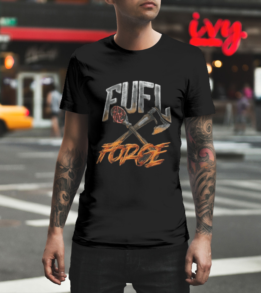 Fuel Forge Crossed Bloody Spoon Axe Flames T-Shirt