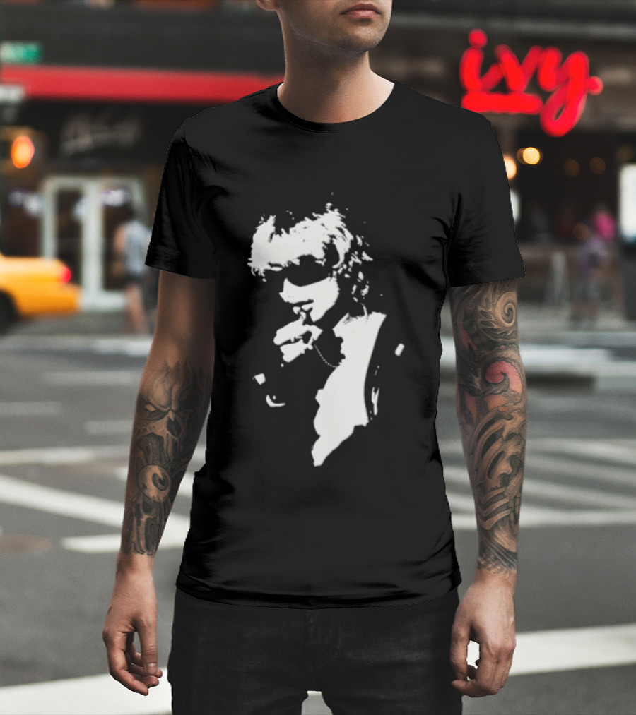 High Contrast Stencil Style Iconic Sunglasses Smoking Man T-Shirt