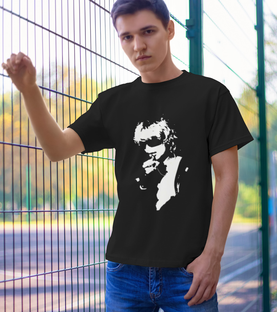 High Contrast Stencil Style Iconic Sunglasses Smoking Man T-Shirt