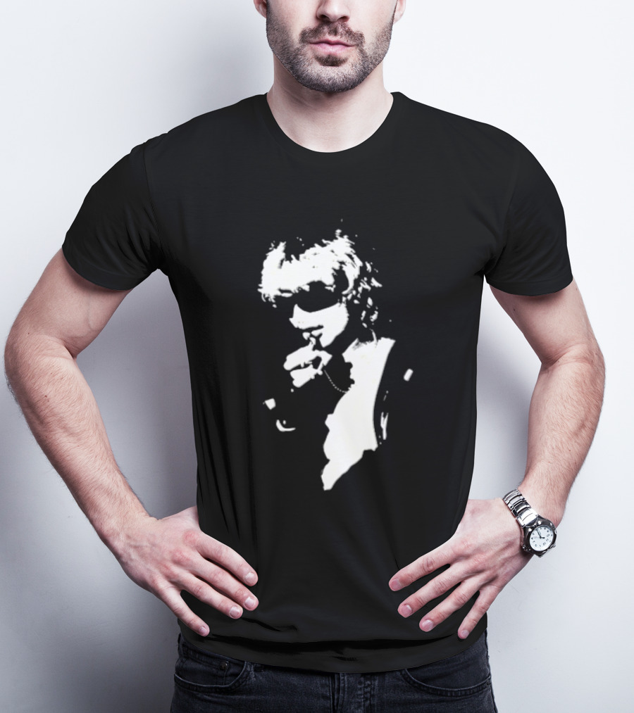 High Contrast Stencil Style Iconic Sunglasses Smoking Man T-Shirt