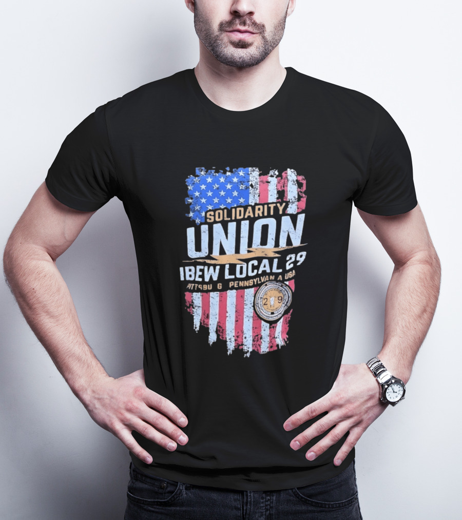 Solidarity Union IBEW Local 29 Pennsylvania USA American Flag T-Shirt