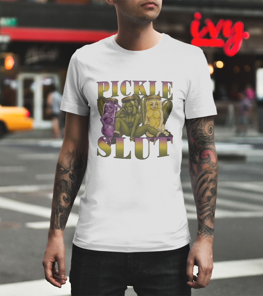 Pickle Slut Food Humor Cute Cartoon Jar Characters T-Shirt