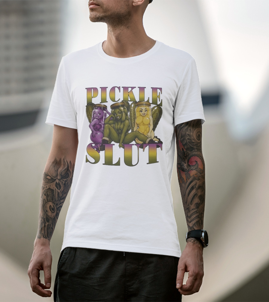 Pickle Slut Food Humor Cute Cartoon Jar Characters T-Shirt