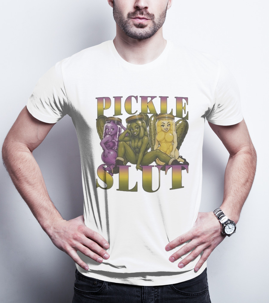 Pickle Slut Food Humor Cute Cartoon Jar Characters T-Shirt