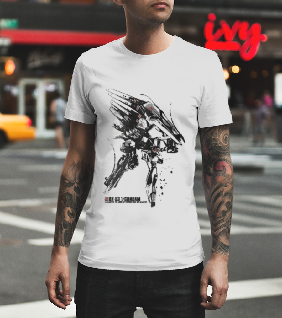 Rx 93 Nu Gundam Efsf Londo Bell Mobile Suit Amuro Ray Ink Brush Mecha Robot T-Shirt