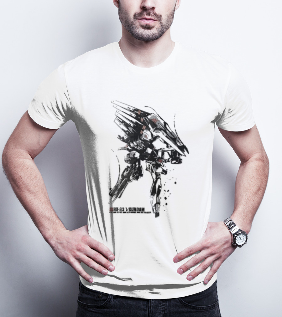 Rx 93 Nu Gundam Efsf Londo Bell Mobile Suit Amuro Ray Ink Brush Mecha Robot T-Shirt
