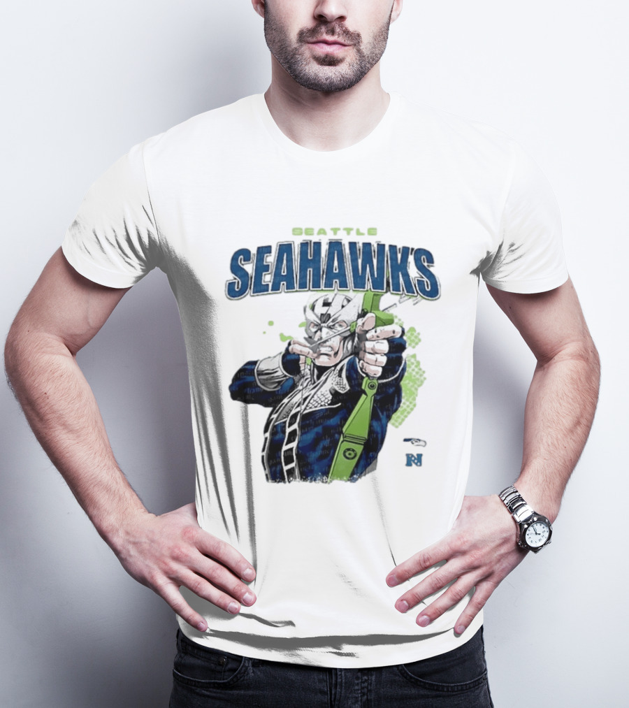 Seattle Seahawks Hawkeye Collaboration NFL Marvel T-Shirt