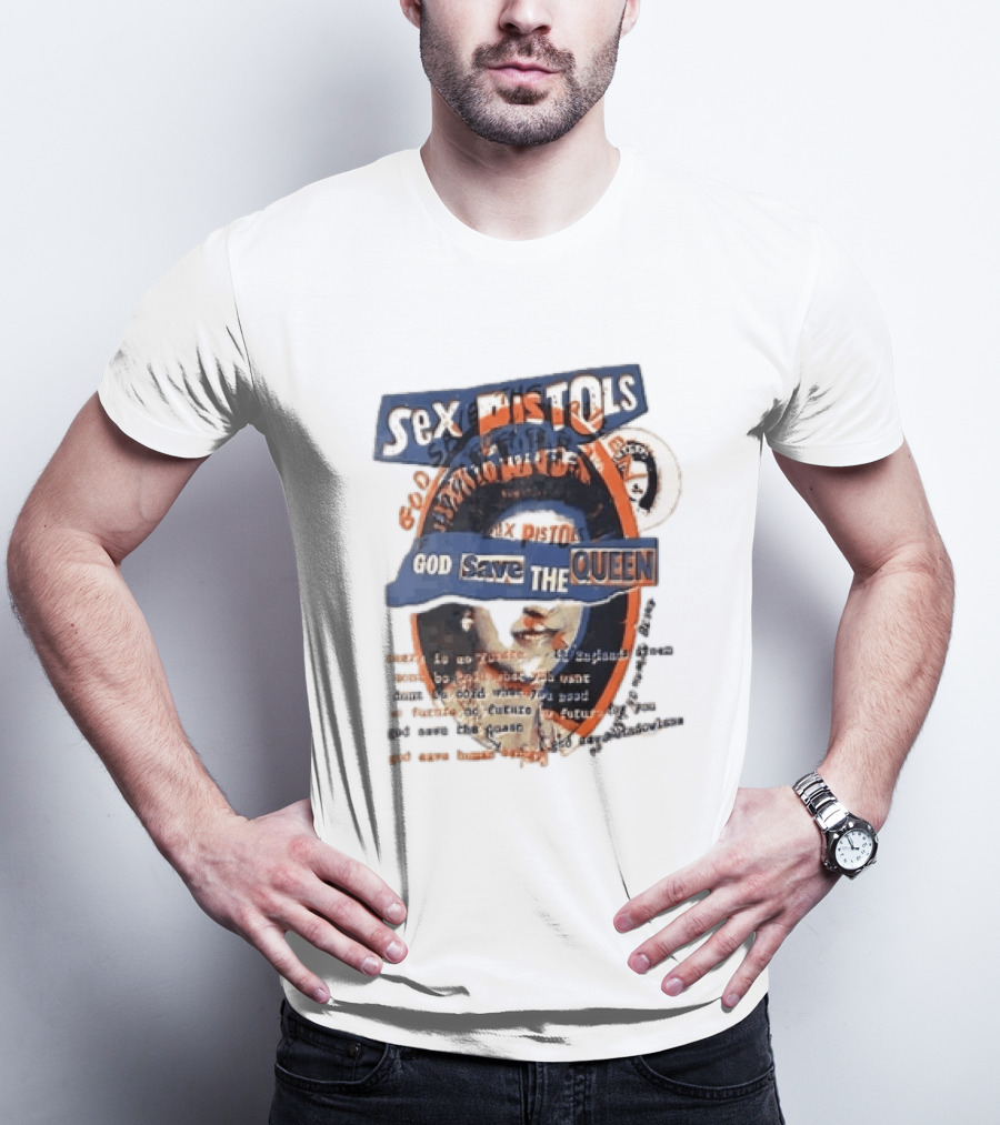 Sex Pistols God Save The Queen Royal Ransom Cutout Halftone Collage T-Shirt