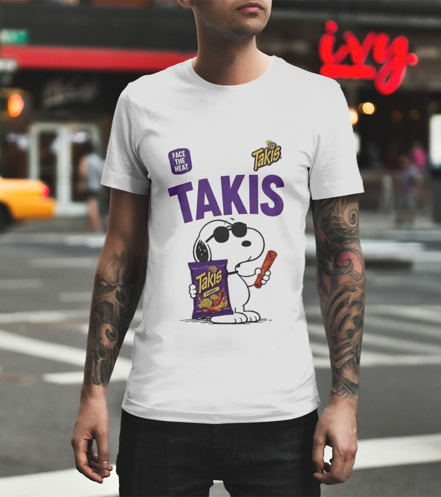 Takis Fuego Peanuts Face The Heat Snoopy Iconic Collaboration T-Shirt