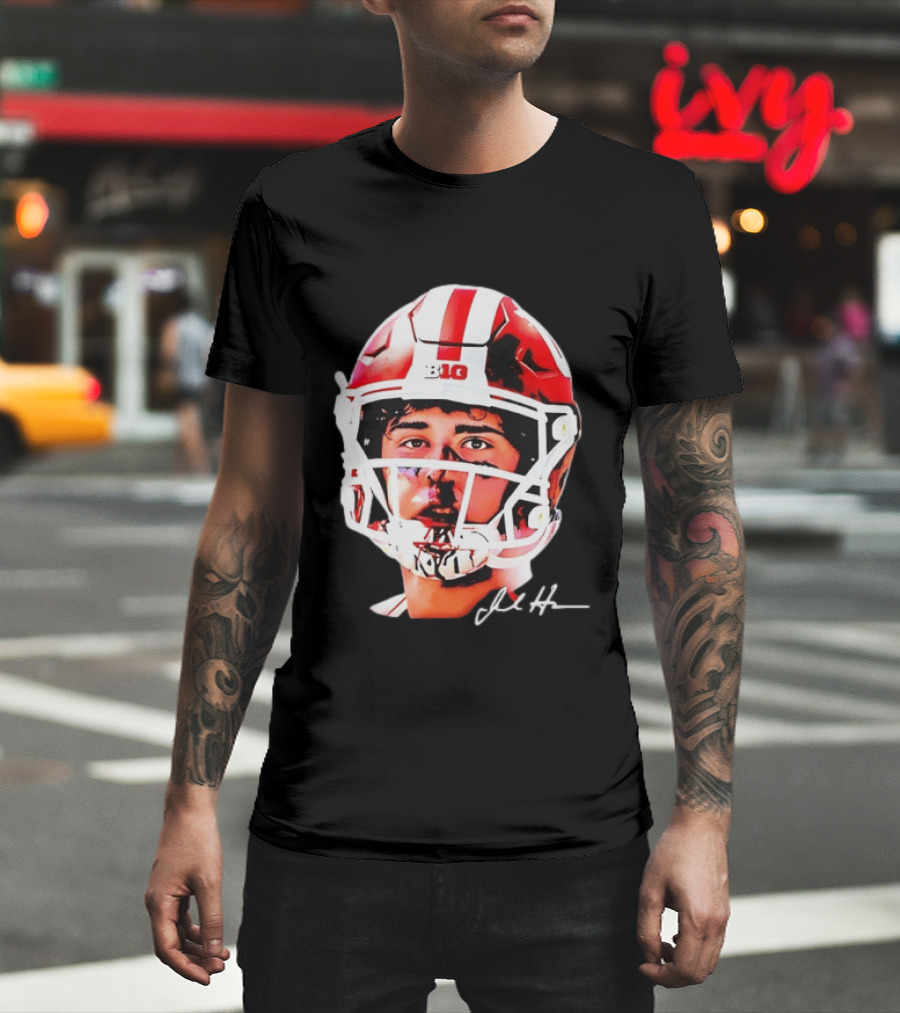 Indiana Hoosiers Big Ten Football Jack Howes Signature Helmet T-Shirt