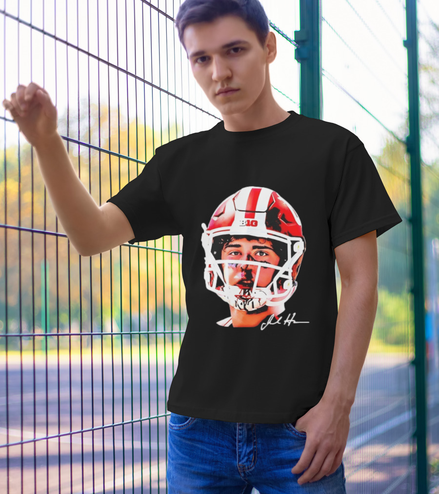 Indiana Hoosiers Big Ten Football Jack Howes Signature Helmet T-Shirt
