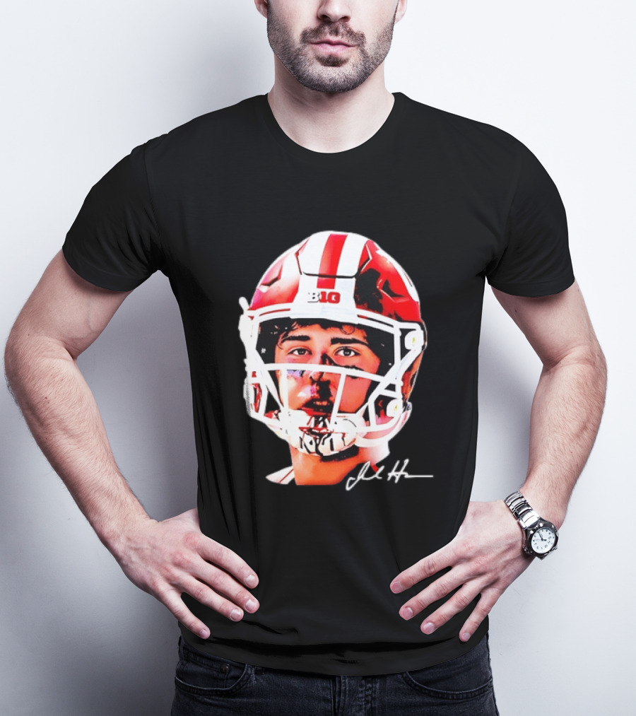 Indiana Hoosiers Big Ten Football Jack Howes Signature Helmet T-Shirt