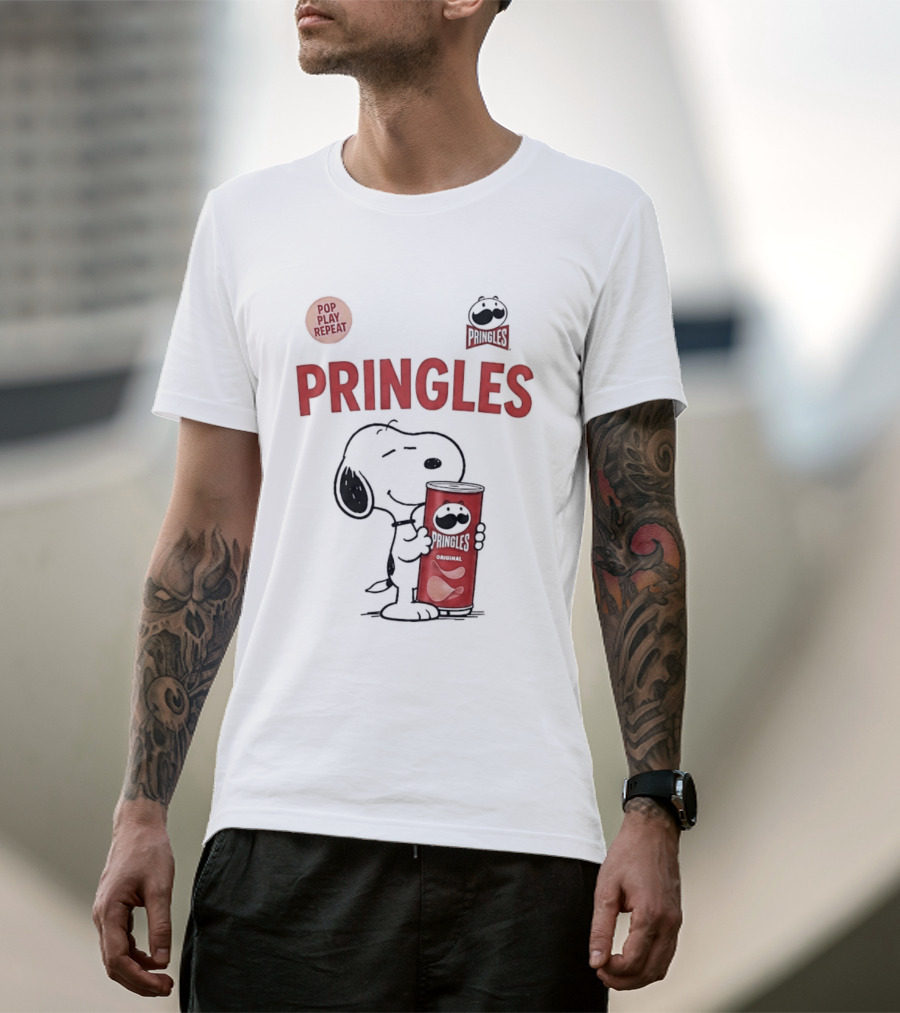 Snoopy Pringles Pop Play Repeat T-Shirt