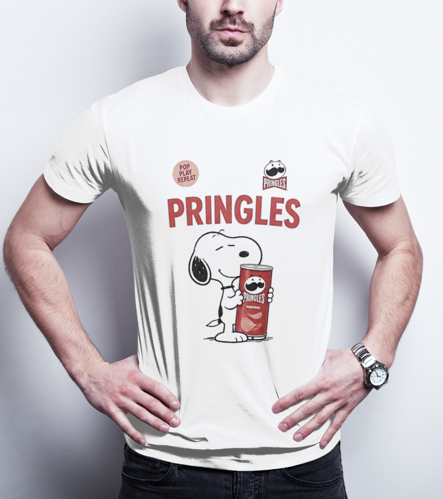 Snoopy Pringles Pop Play Repeat T-Shirt