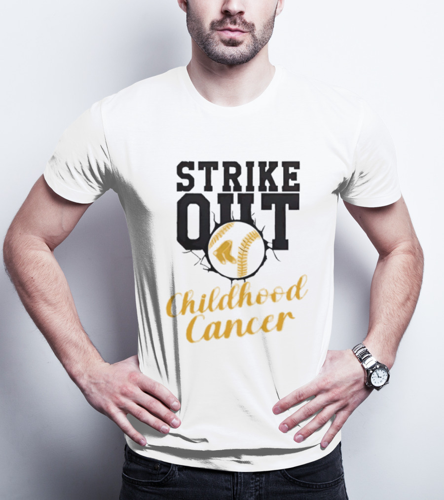 Strike Out Childhood Cancer Boston Red Sox Baseball Team Awareness T-Shirt