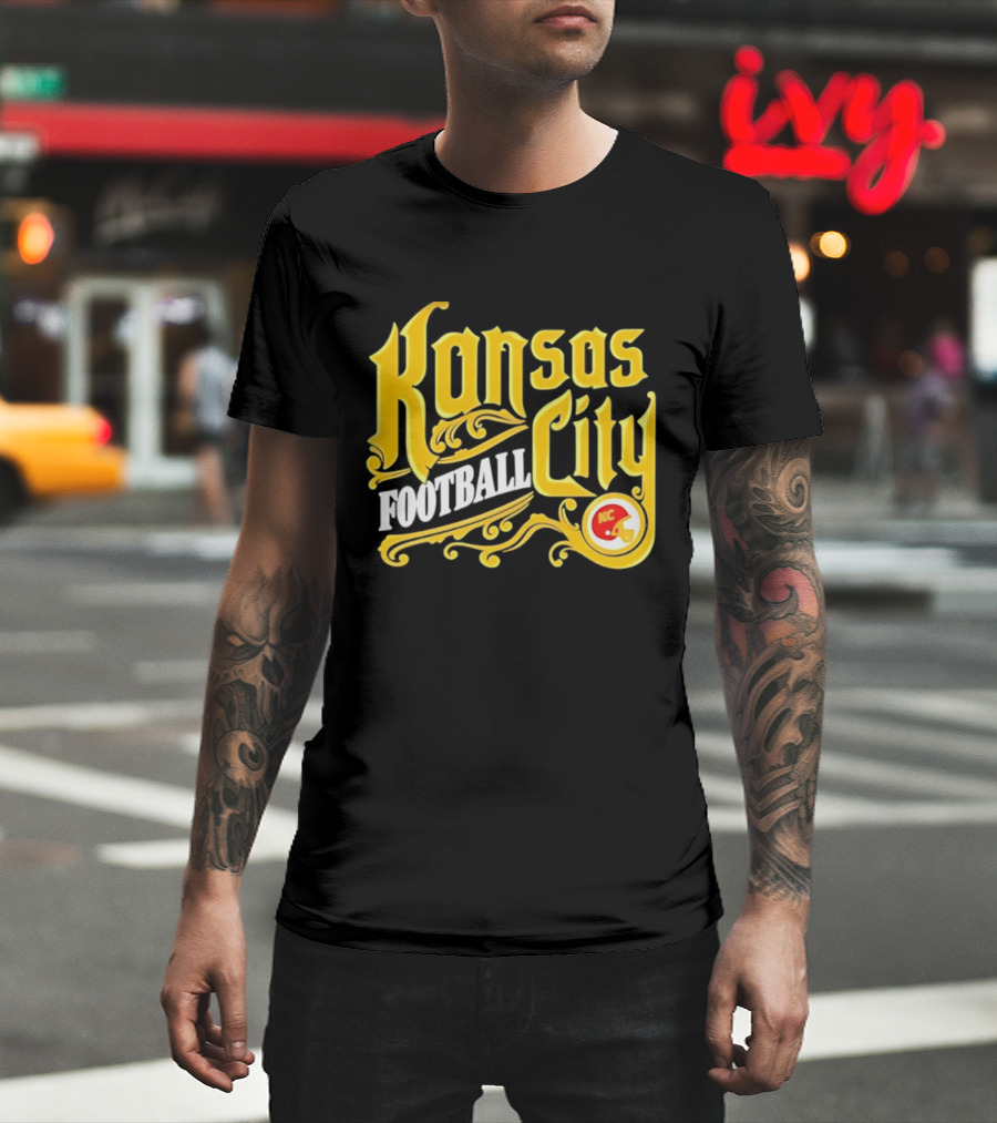 Kansas City Football City KC Chiefs Helmet T-Shirt