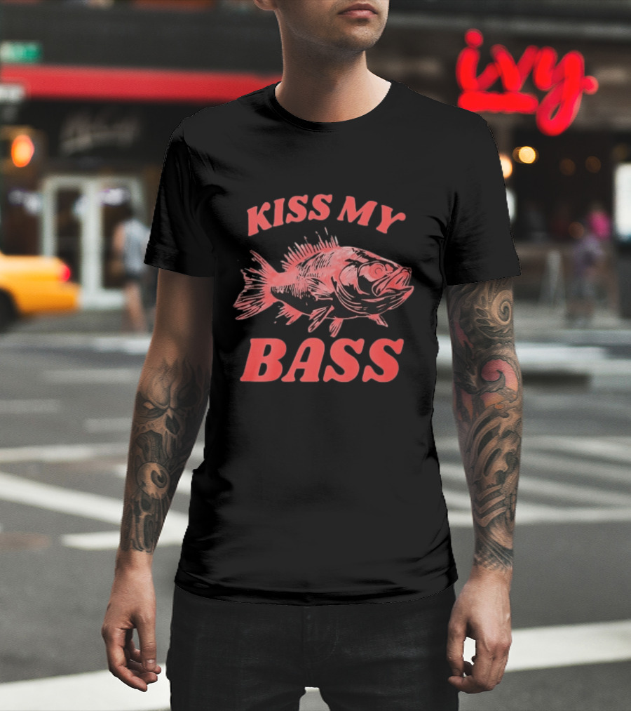 Kiss My Bass Fishing Fisherman Angler Humor T-Shirt