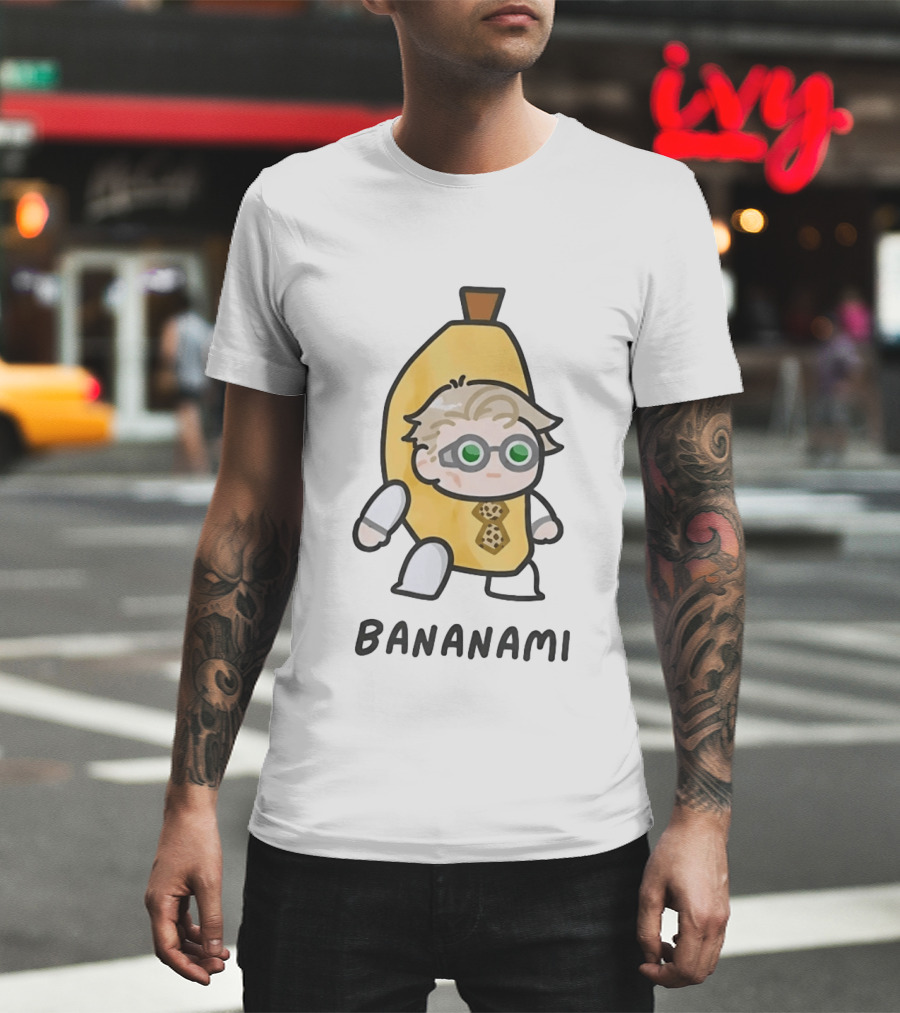 Bananami Cute Chibi Anime Banana Costume With Glasses And Tie T-Shirt