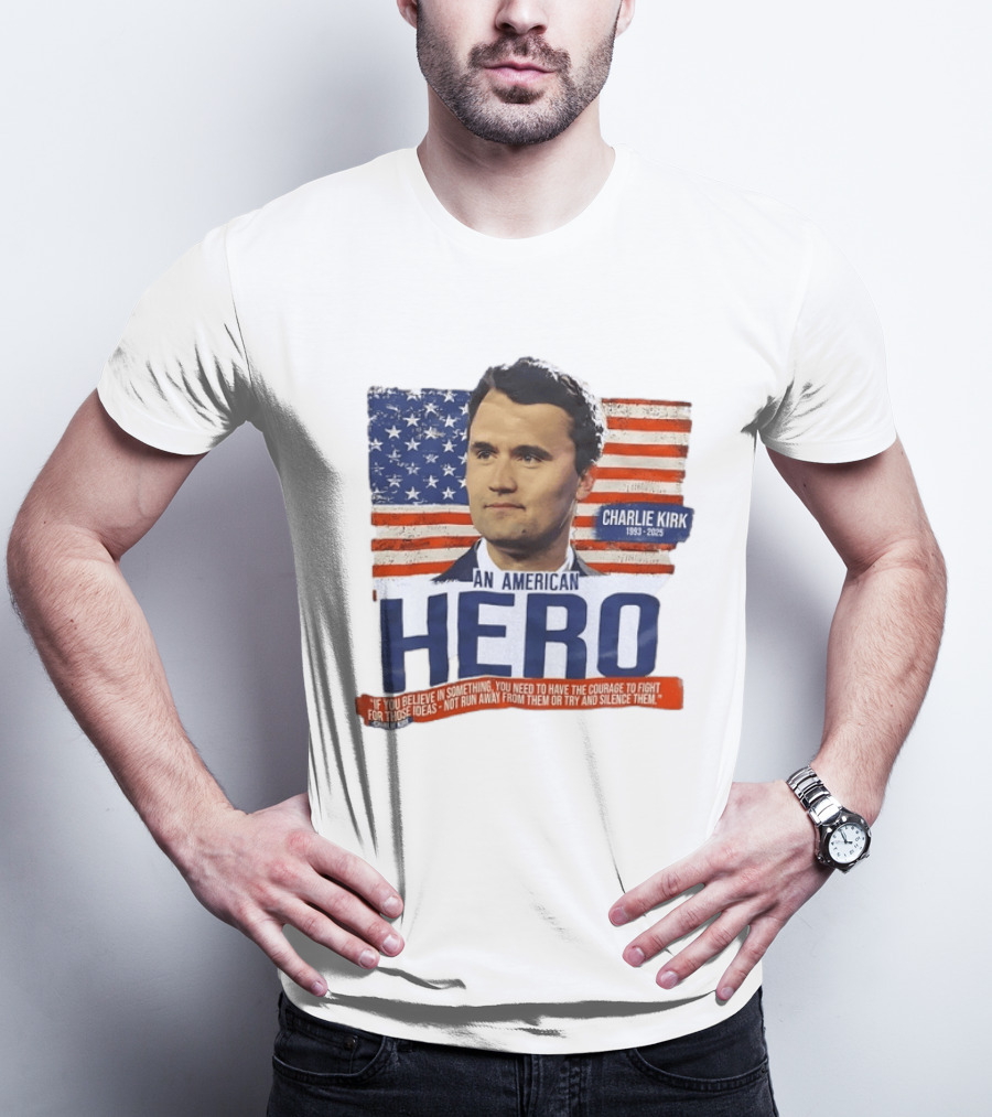 Charlie Kirk An American Hero 1993 2025 USA Flag Courage T-Shirt