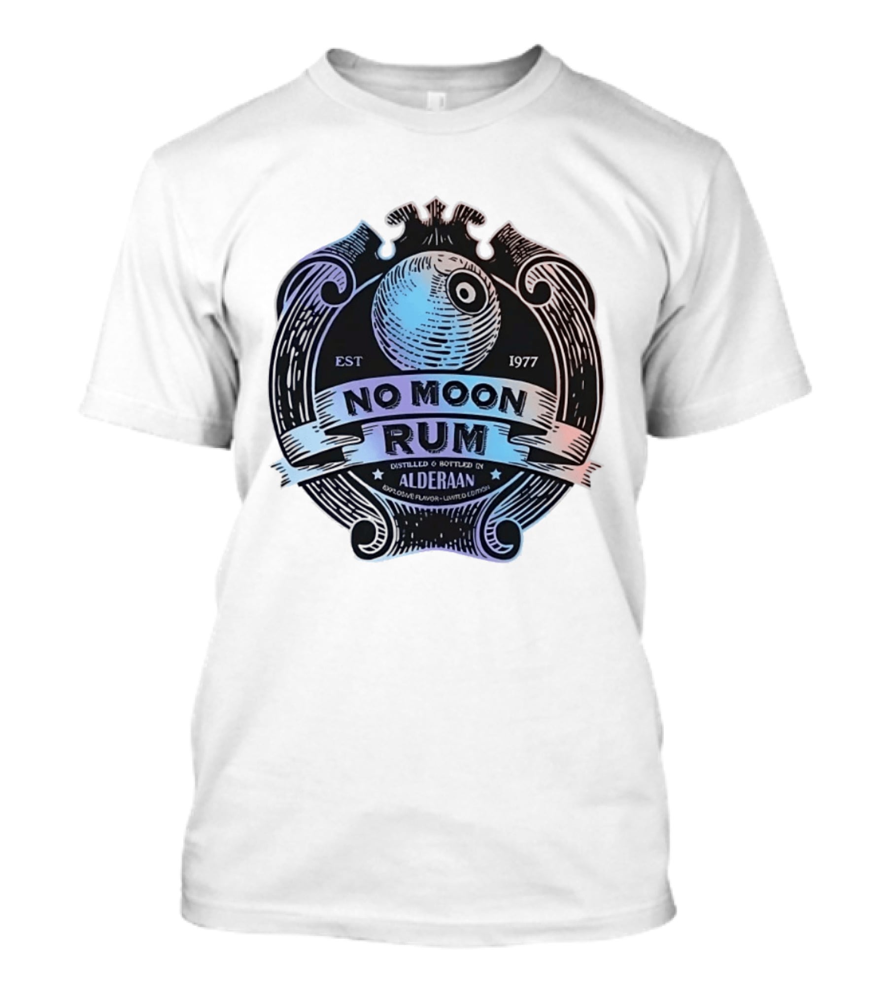 No Moon Rum Distilled And Bottled Alderaan Est 1977 T-Shirt