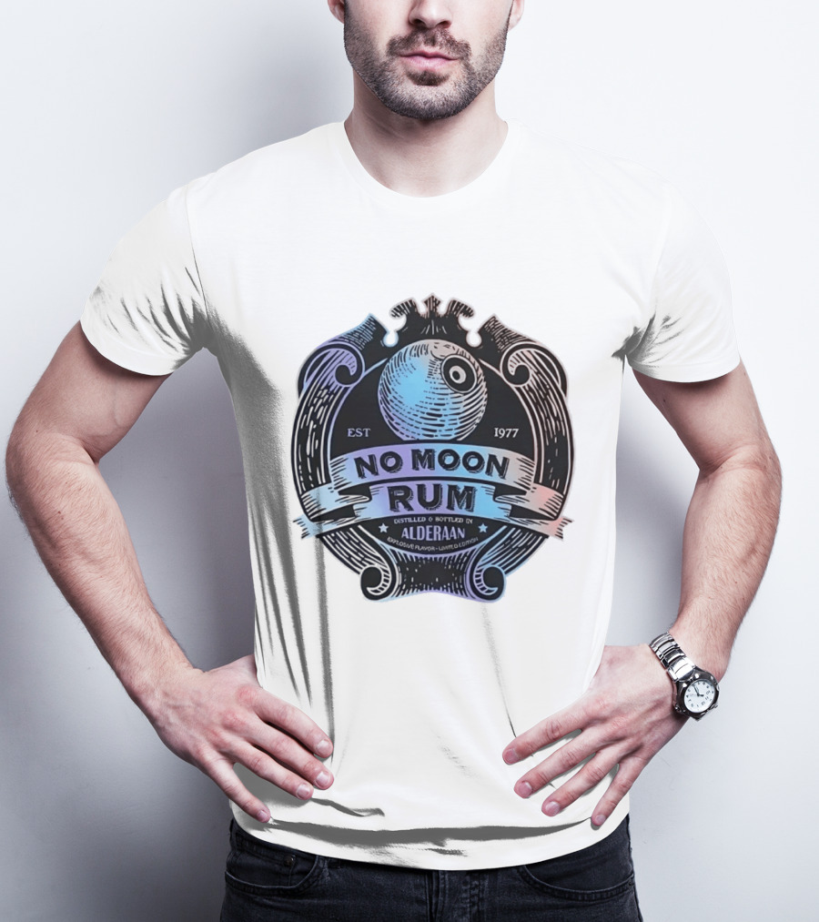 No Moon Rum Distilled And Bottled Alderaan Est 1977 T-Shirt