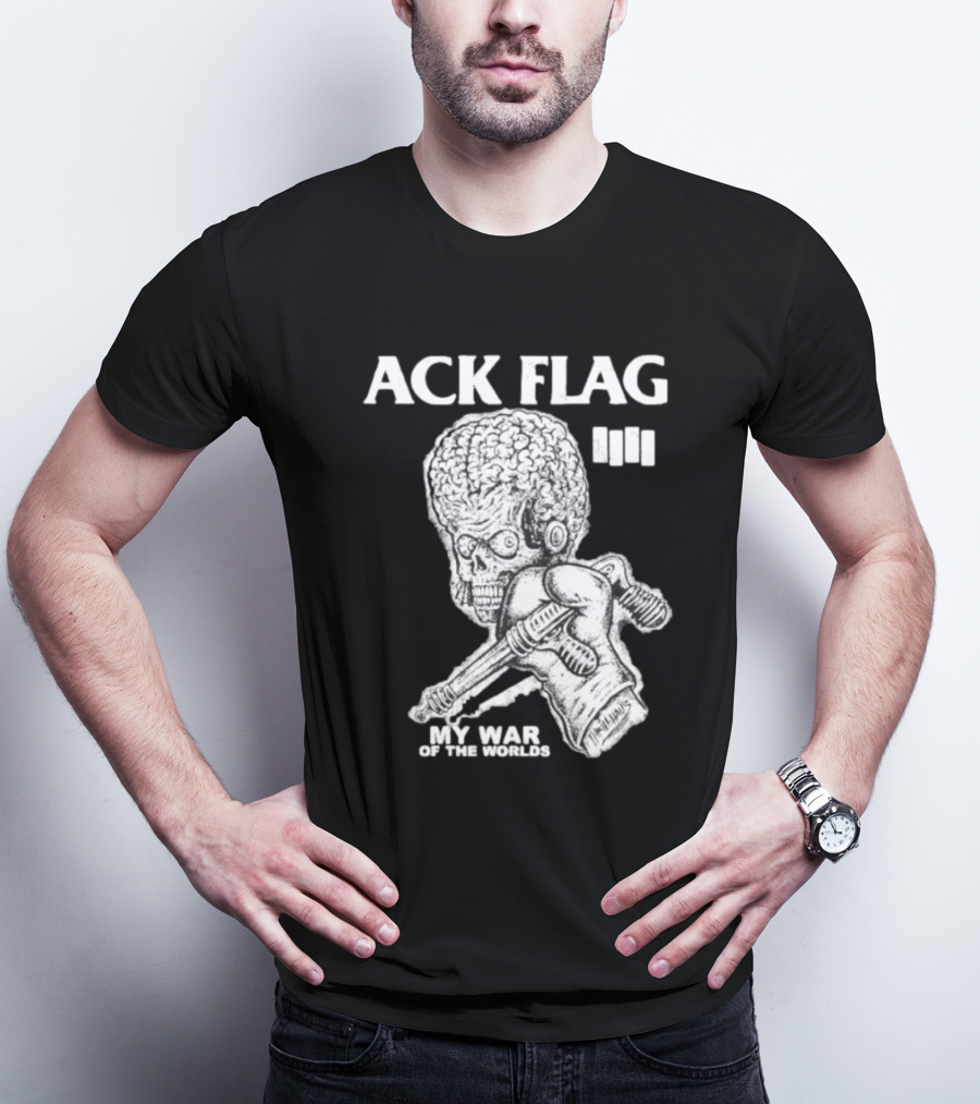 ACK Flag Mars Attacks War Of The Worlds Black Flag Mashup T-Shirt