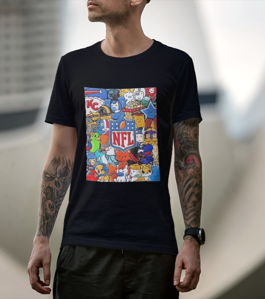 All 32 Teams Mascots Collection NFL KC Chiefs Steelers NCAA Dallas Cowboys MLB Vikings Jaguars T-Shirt