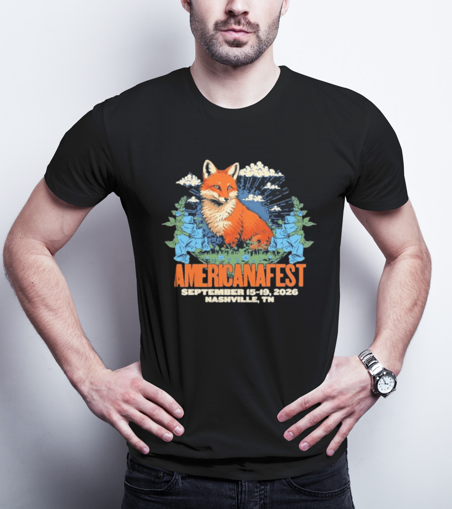 Americanafest 2026 Nashville September 15 19 Fox And Blue Flowers T-Shirt