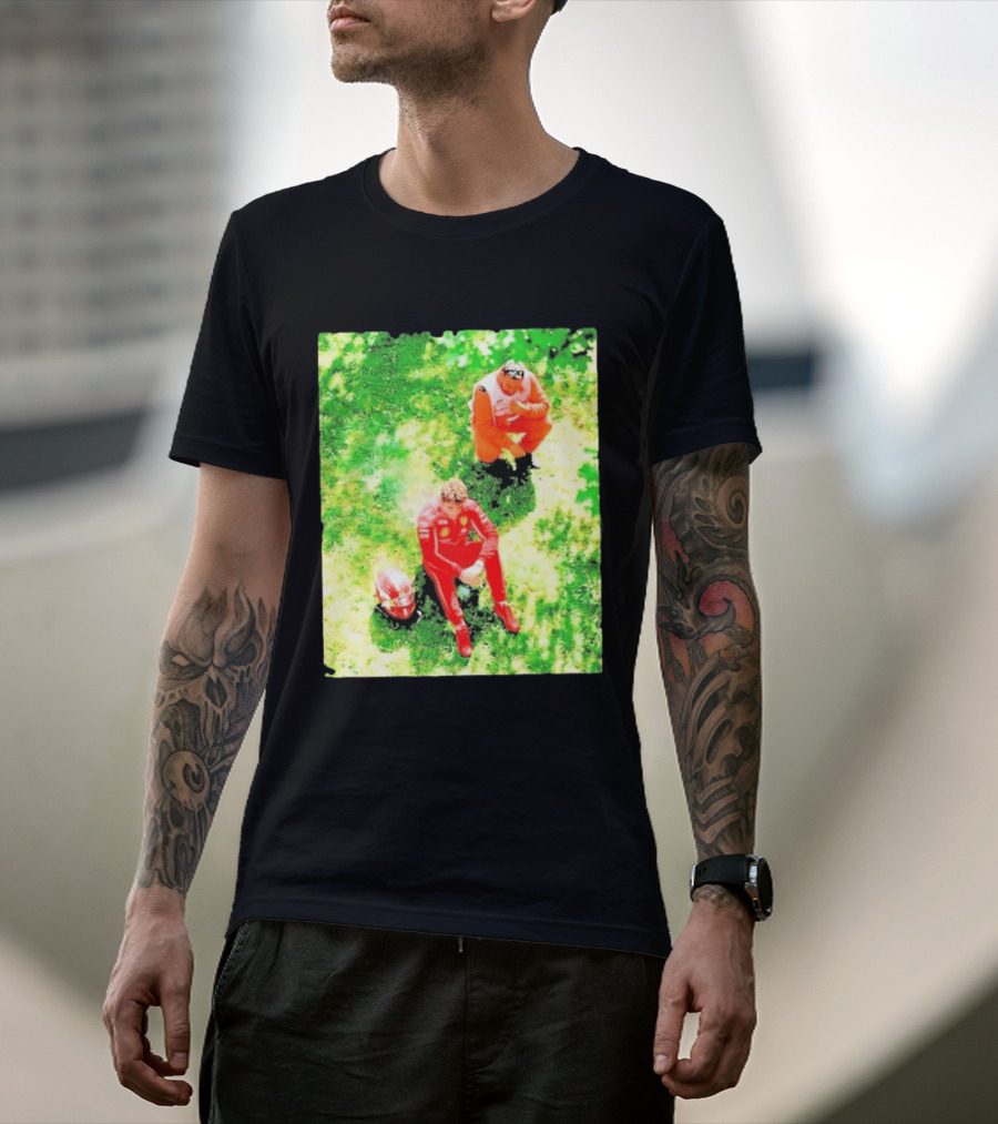 Monza GP Charles Leclerc Helmet On Grass Crash Moment T-Shirt