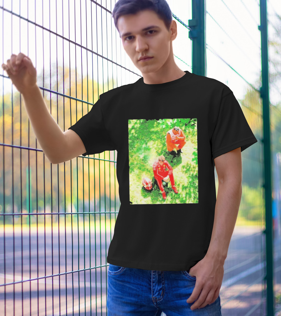 Monza GP Charles Leclerc Helmet On Grass Crash Moment T-Shirt