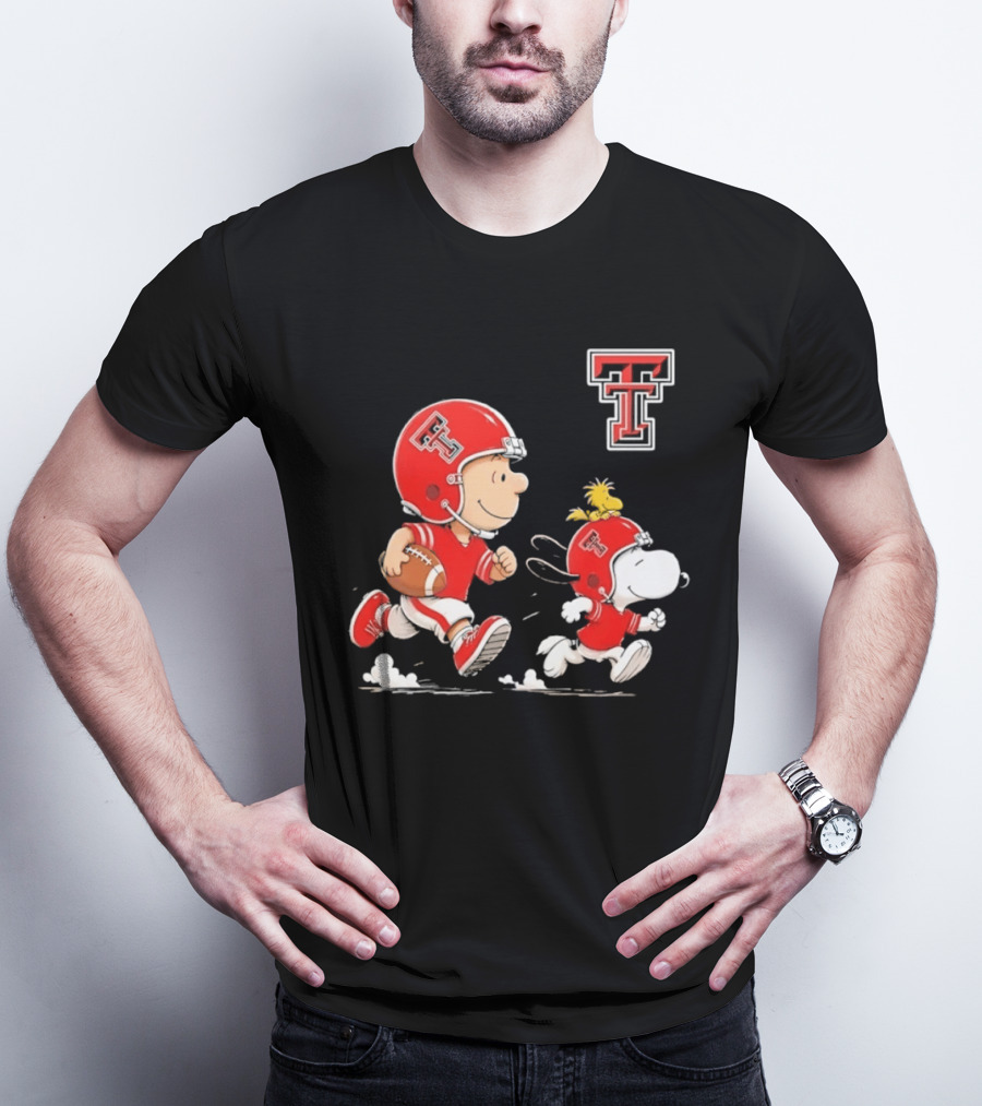 Charlie Brown Woodstock Snoopy Texas Tech Red Raiders Football Team Spirit T-Shirt