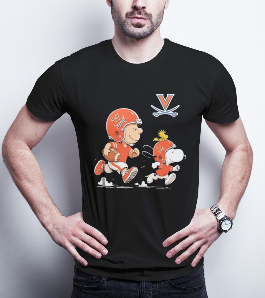Charlie Brown Snoopy Woodstock Virginia Cavaliers Football Fun T-Shirt