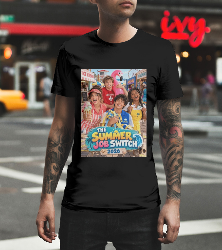 The Summer Job Switch 2026 Ice Cream Adventure Lifeguard Arcade Souvenirs Sand Friends T-Shirt