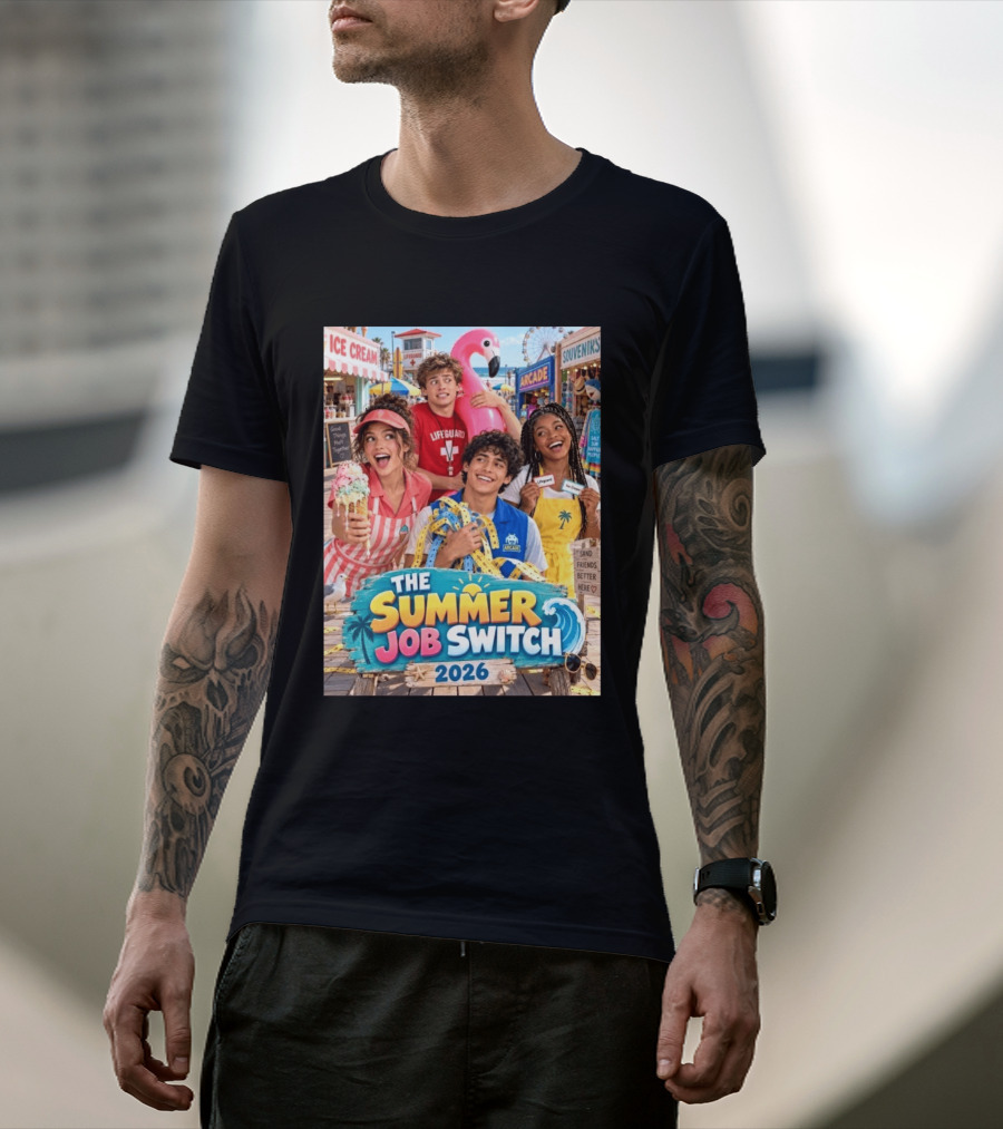 The Summer Job Switch 2026 Ice Cream Adventure Lifeguard Arcade Souvenirs Sand Friends T-Shirt