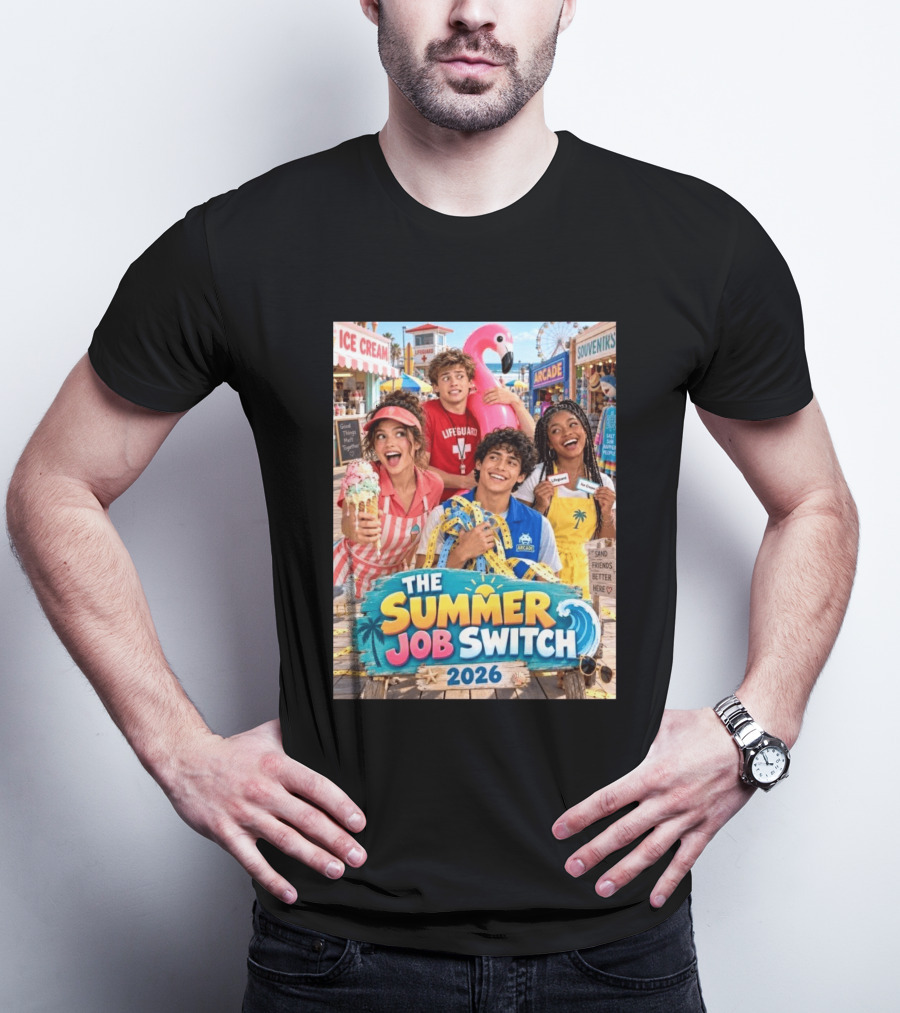 The Summer Job Switch 2026 Ice Cream Adventure Lifeguard Arcade Souvenirs Sand Friends T-Shirt
