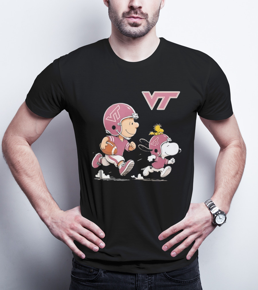 Charlie Brown Woodstock Snoopy Virginia Tech Hokies Football VT T-Shirt