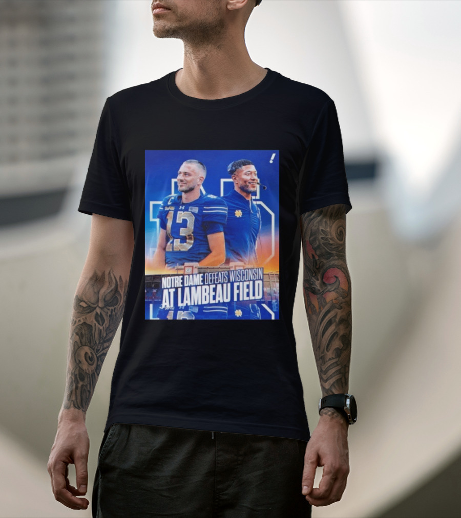 Notre Dame Defeats Wisconsin At Lambeau Field Notre Dame Fighting Irish Victory T-Shirt