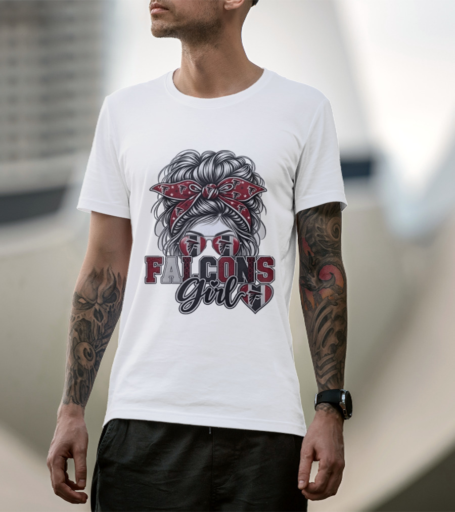 Falcons Girl Messy Bun Bandana Sunglasses T-Shirt