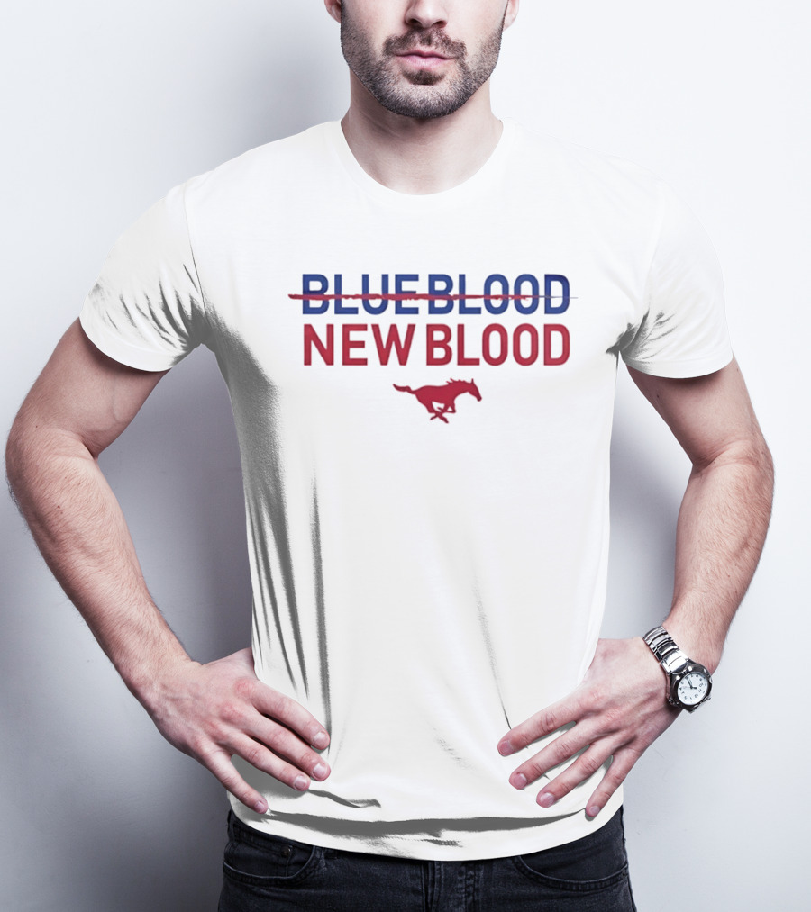 Blue Blood New Blood SMU Mustangs Southern Methodist University T-Shirt
