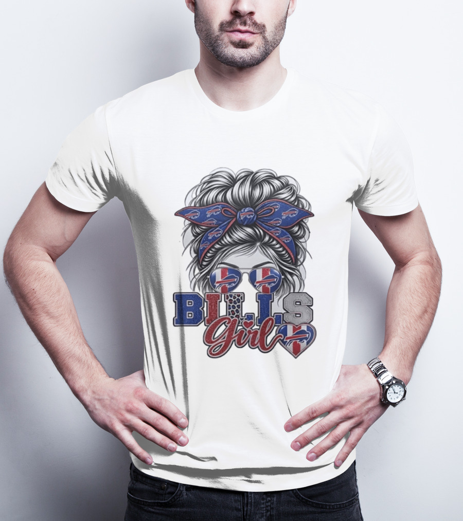 Buffalo Bills Girl Messy Bun Sunglasses BILLS Girl T-Shirt