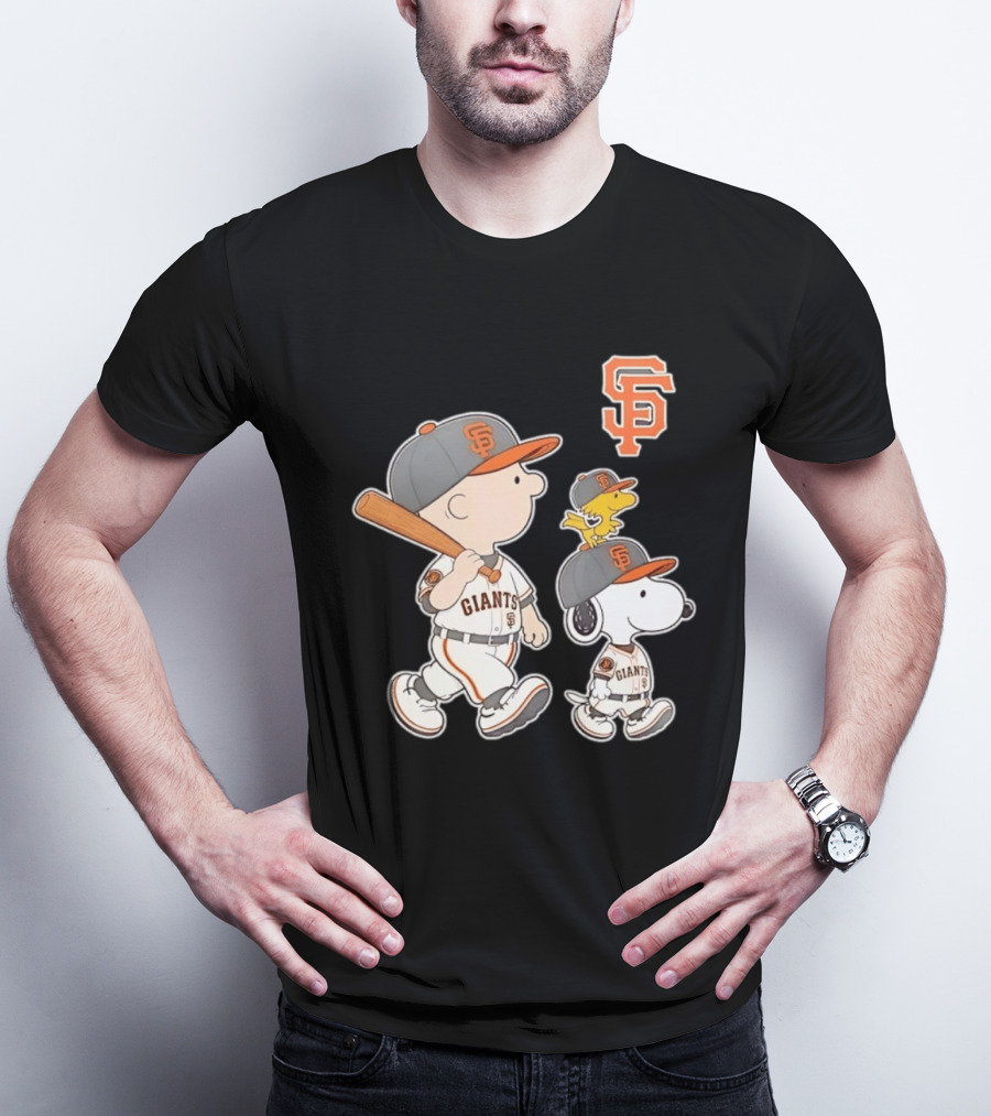 Woodstock Charlie Brown Snoopy San Francisco Giants Baseball Team T-Shirt