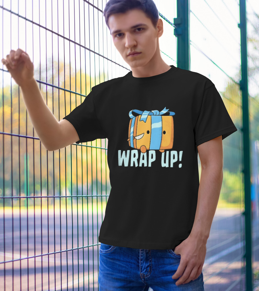 Mischievous Cartoon Ribboned Present Wrap Up With Knife T-Shirt